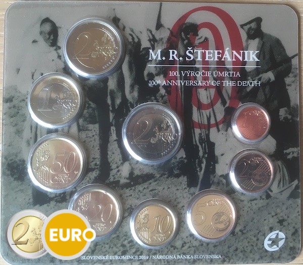 Serie de euro BU FDC Eslovaquia 2019 + 2 euros Milan Rastislav Stefanik ...